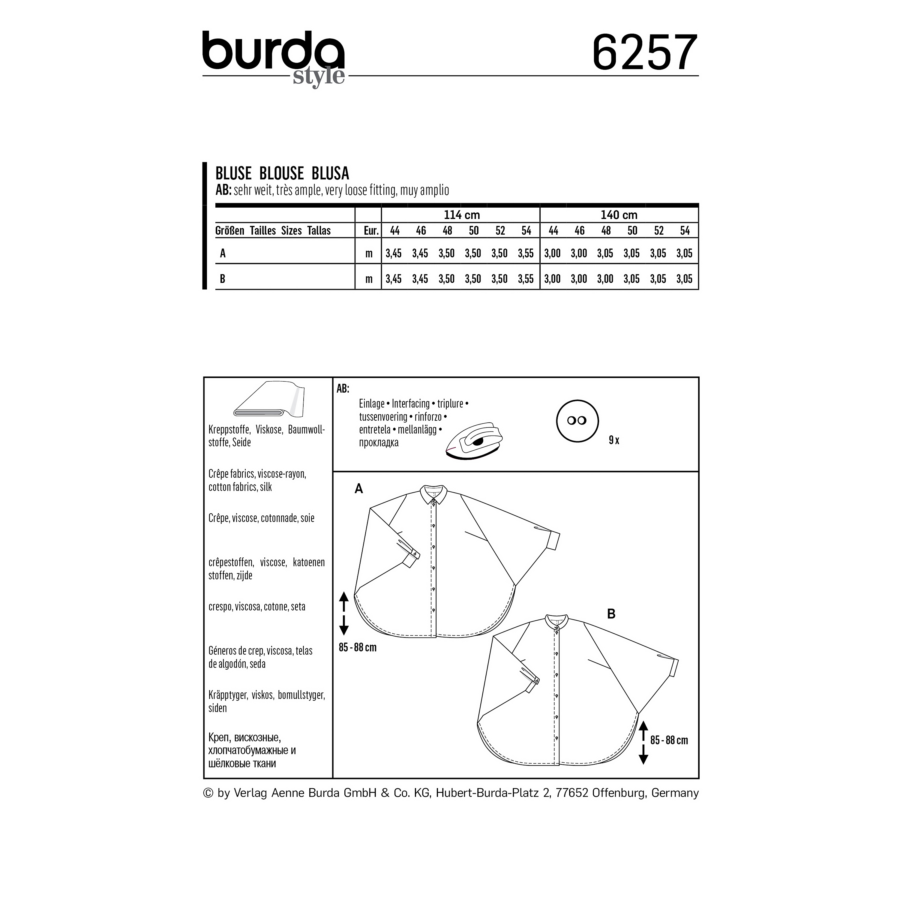 Burda 6257 Women's Blouses