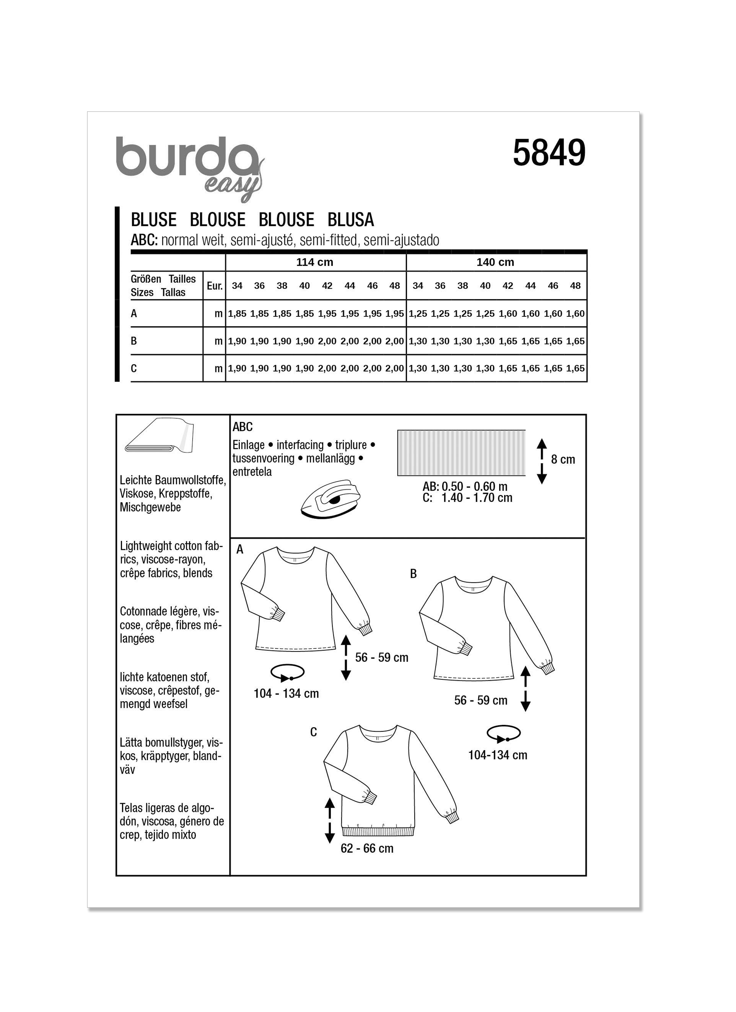 Burda 5849 Misses' Blouse