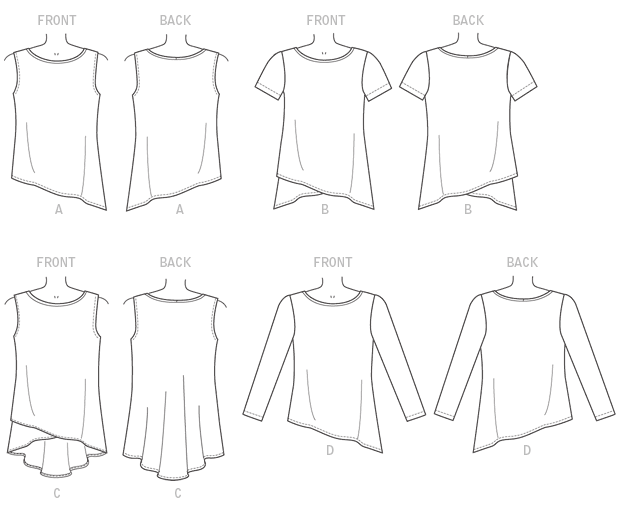 McCall's 7327 Misses' Shaped Hemline Tops