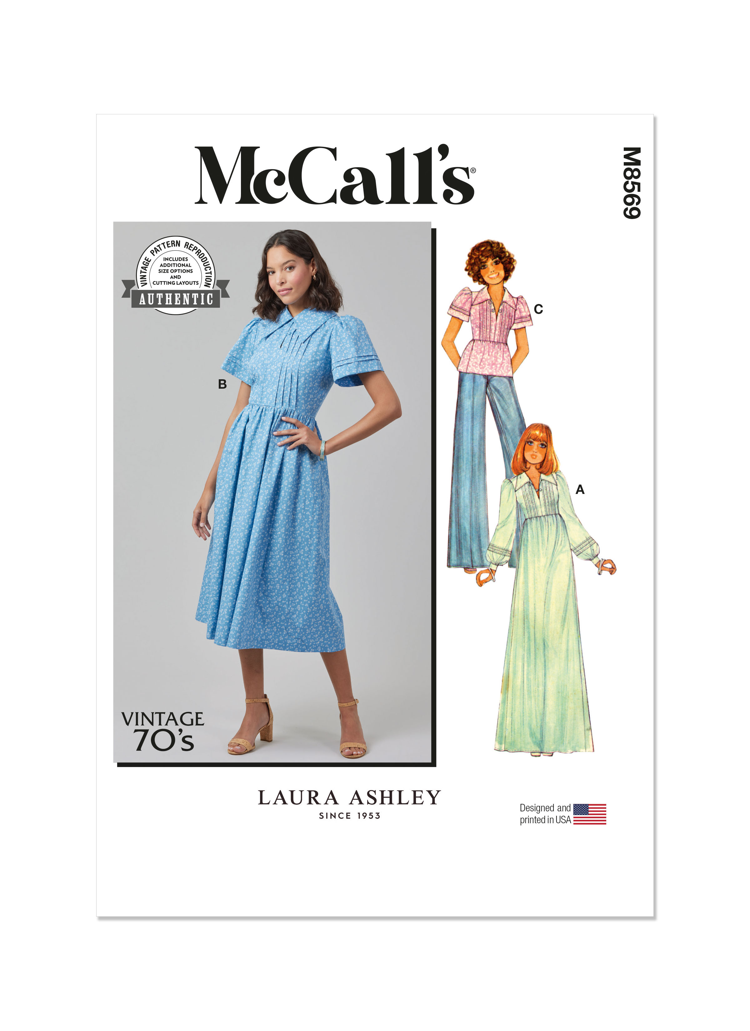 McCall's 8569 Misses Dress with Sleeve Variations and Top by Laura Ashley