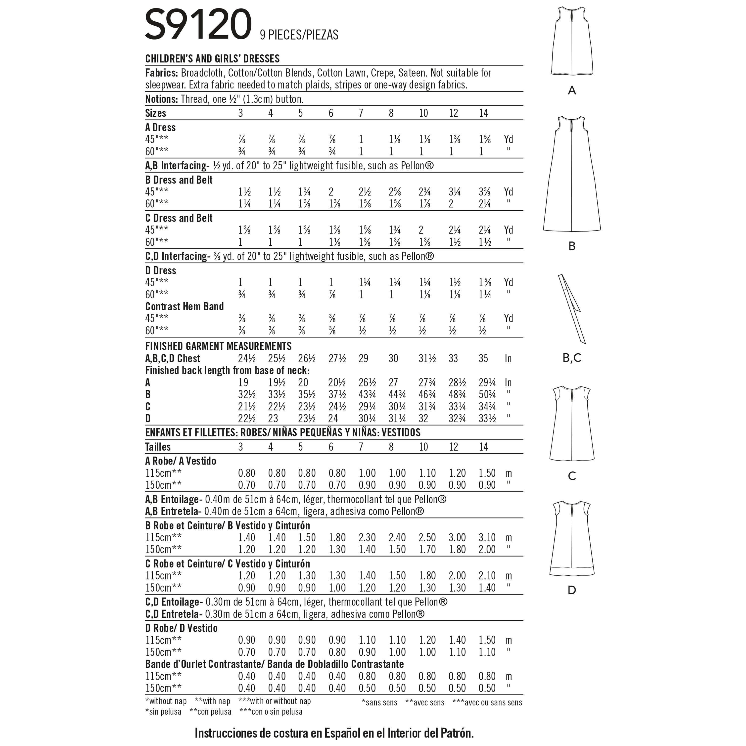 Simplicity 9120 Children's & Girls' Dresses