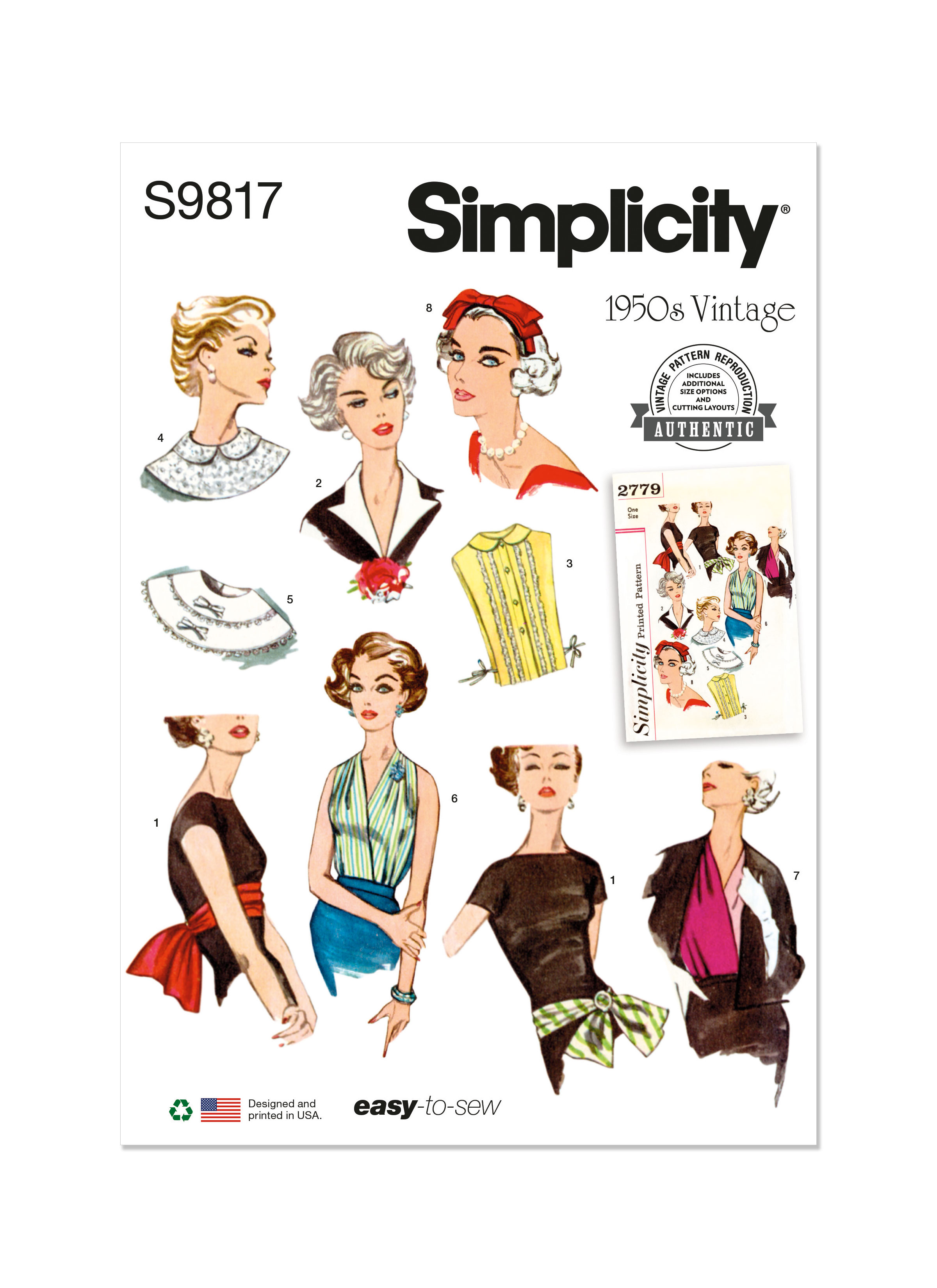 Simplicity 9817 Misses' Neckwear, Headband, Dickey and Sash-Belt