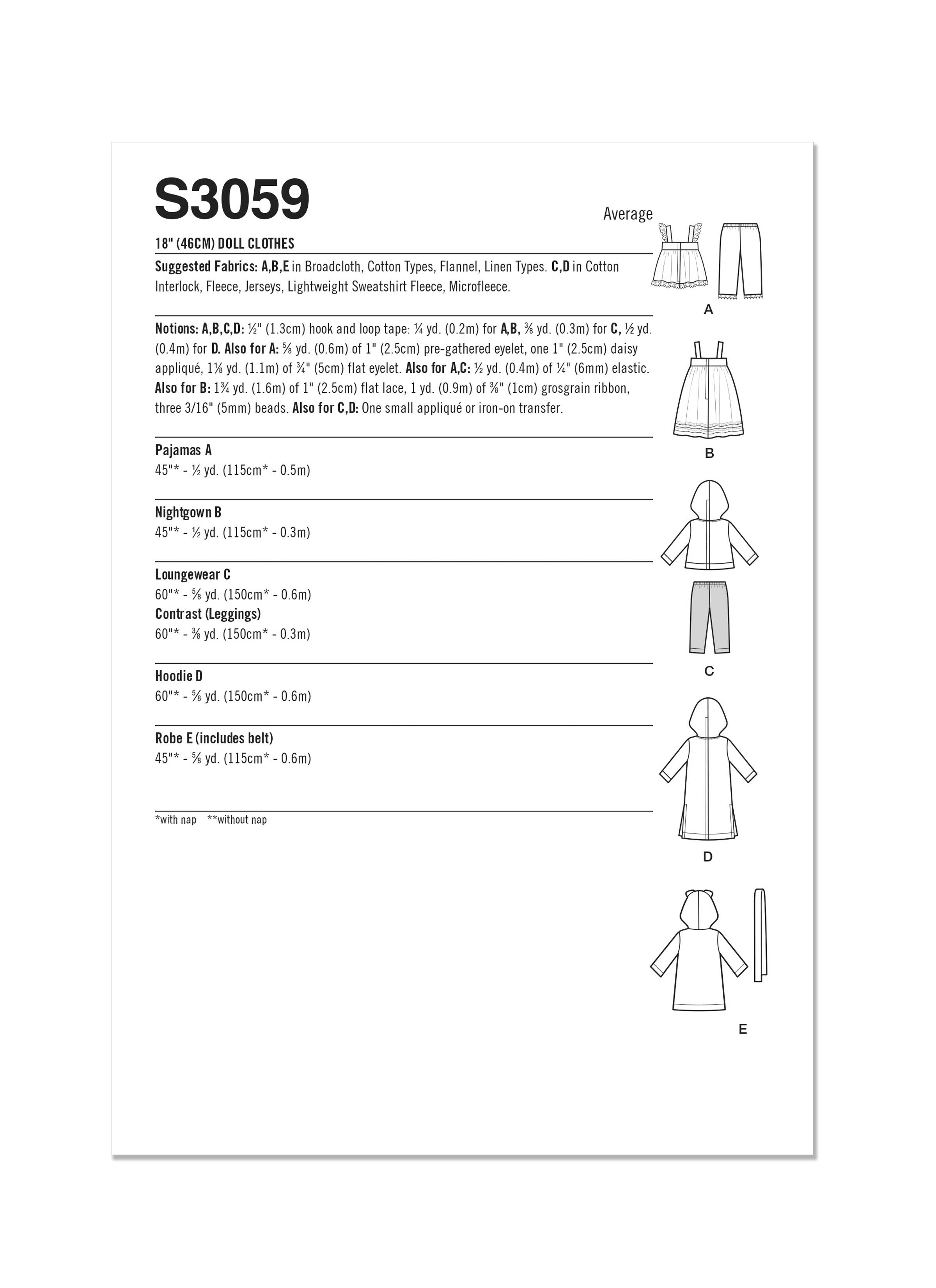 Simplicity 3059 18 in Doll Clothes by Elaine Heigl Designs