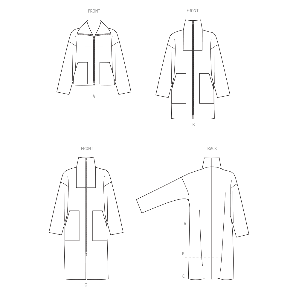 Simplicity 3196 Misses' High Collar Coat in Three Lengths