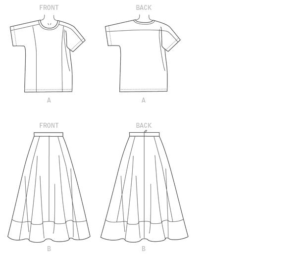 Vogue Patterns 1487 Misses' Pullover Top and Gored Skirt Easy (About ...