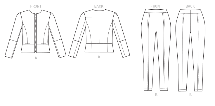 Vogue Patterns 1517 MISSES' COLLARLESS SEAMED JACKET AND Vogue Patterns 1517 MISSES' COLLARLESS SEAMED JACKET AND