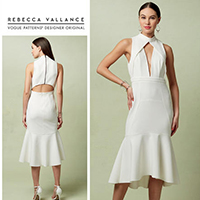 Vogue Patterns MISSES' LINED FLOUNCED DRESS WITH BANDED NECK AND DEEP-V ...