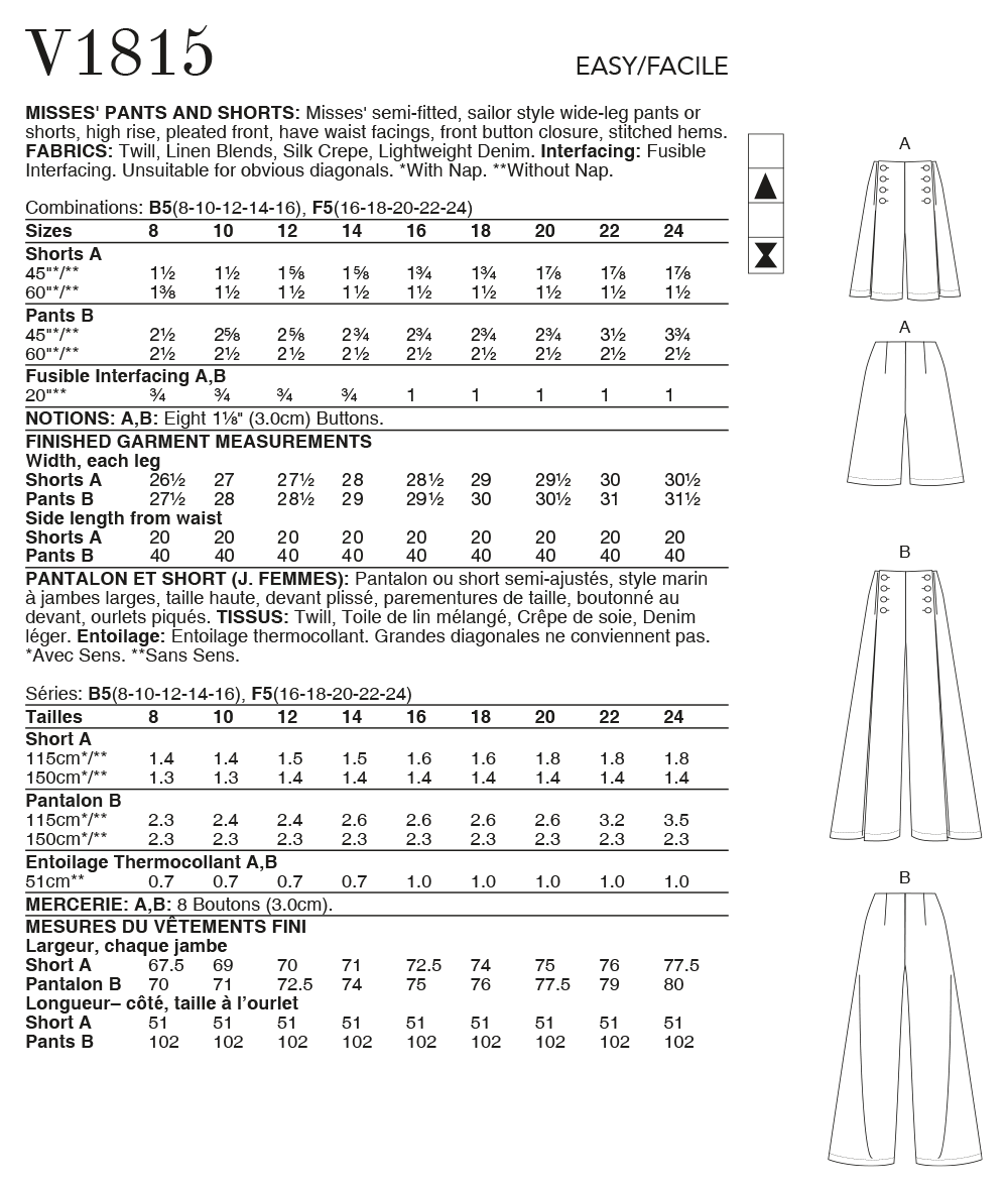 Vogue Patterns 1815 Misses' Pants