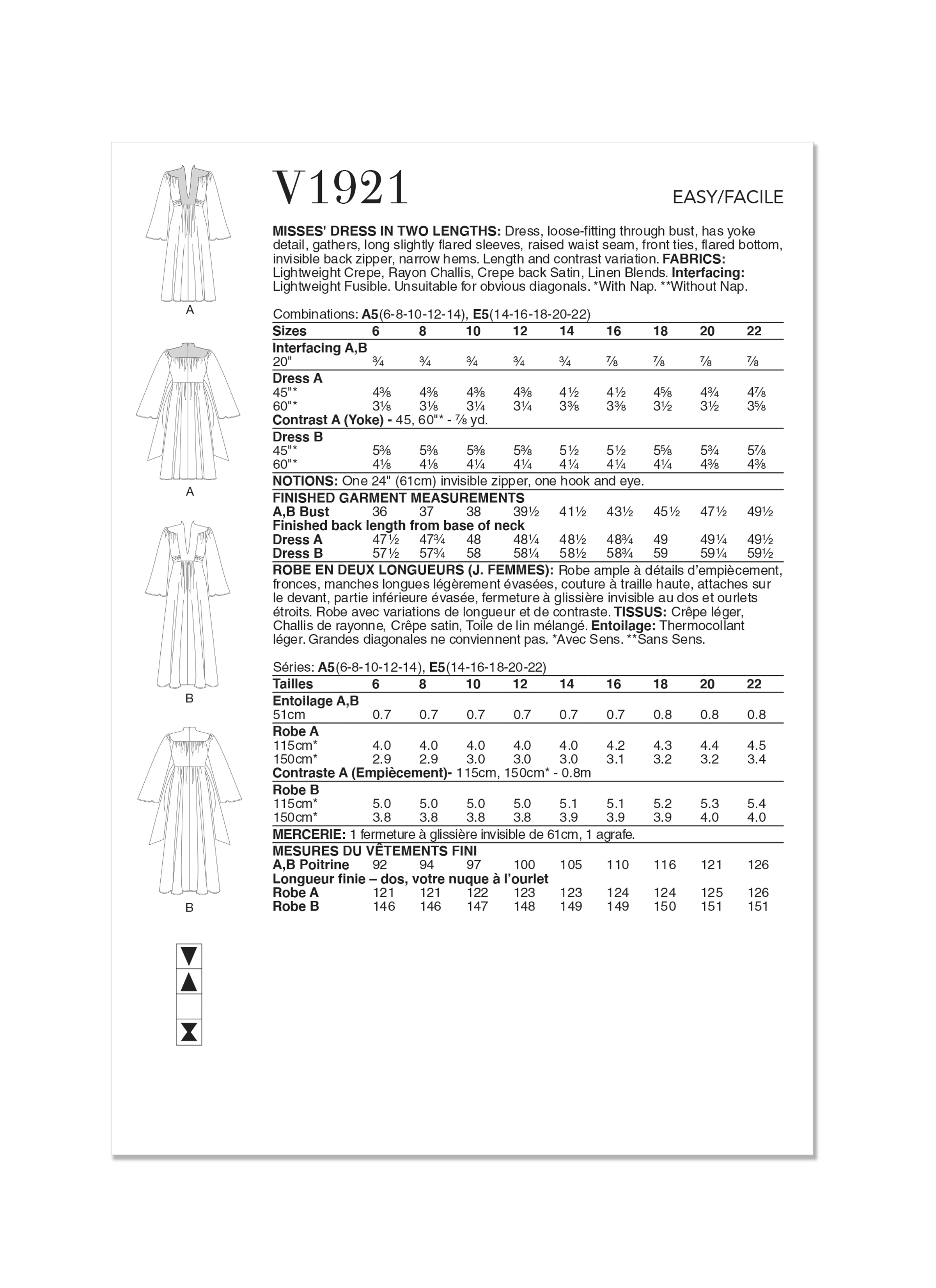 Vogue Patterns 1921 Misses' Dress in Two Lengths