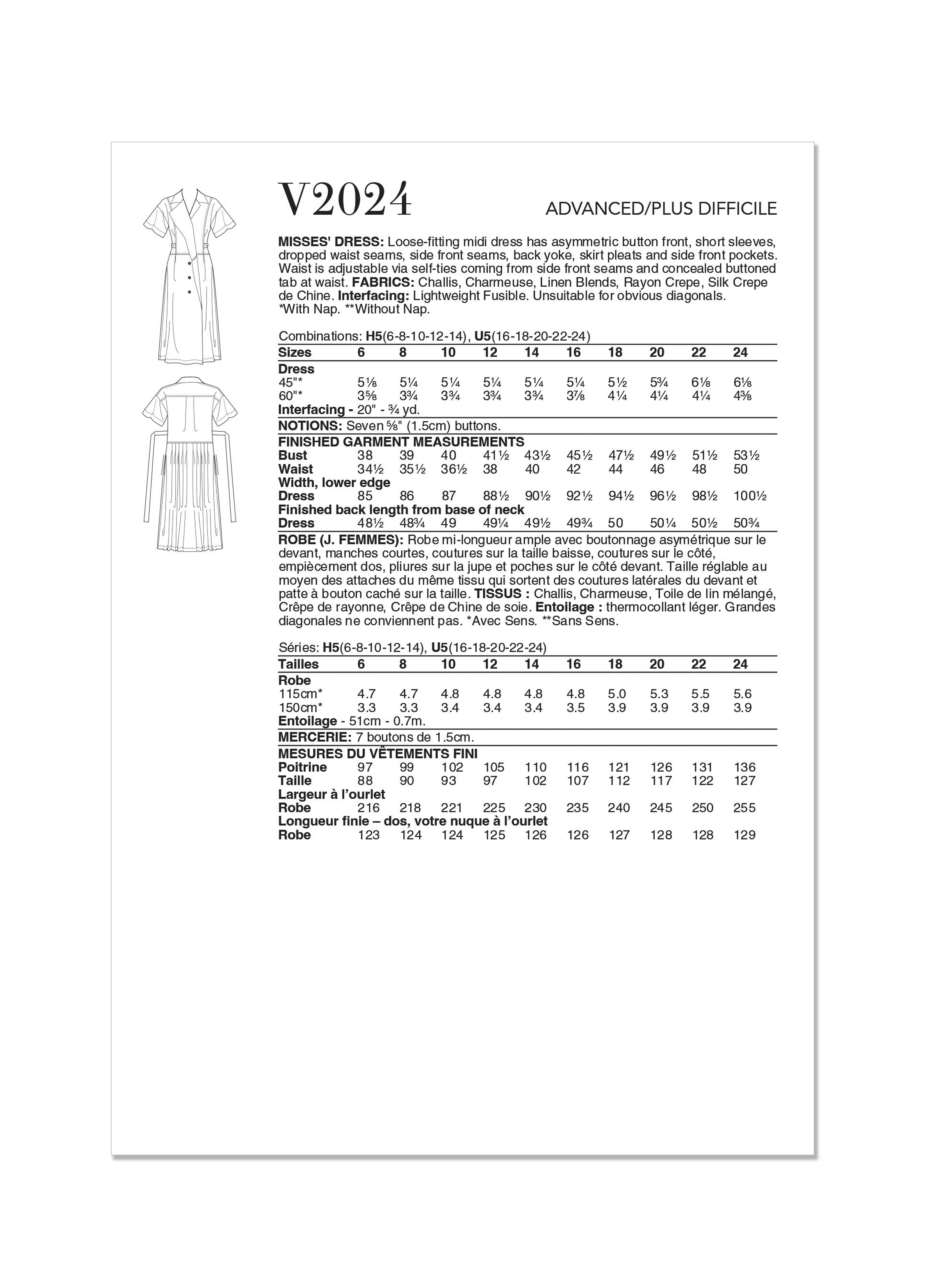 Vogue Patterns 2024 Misses' Dress by Rachel Comey