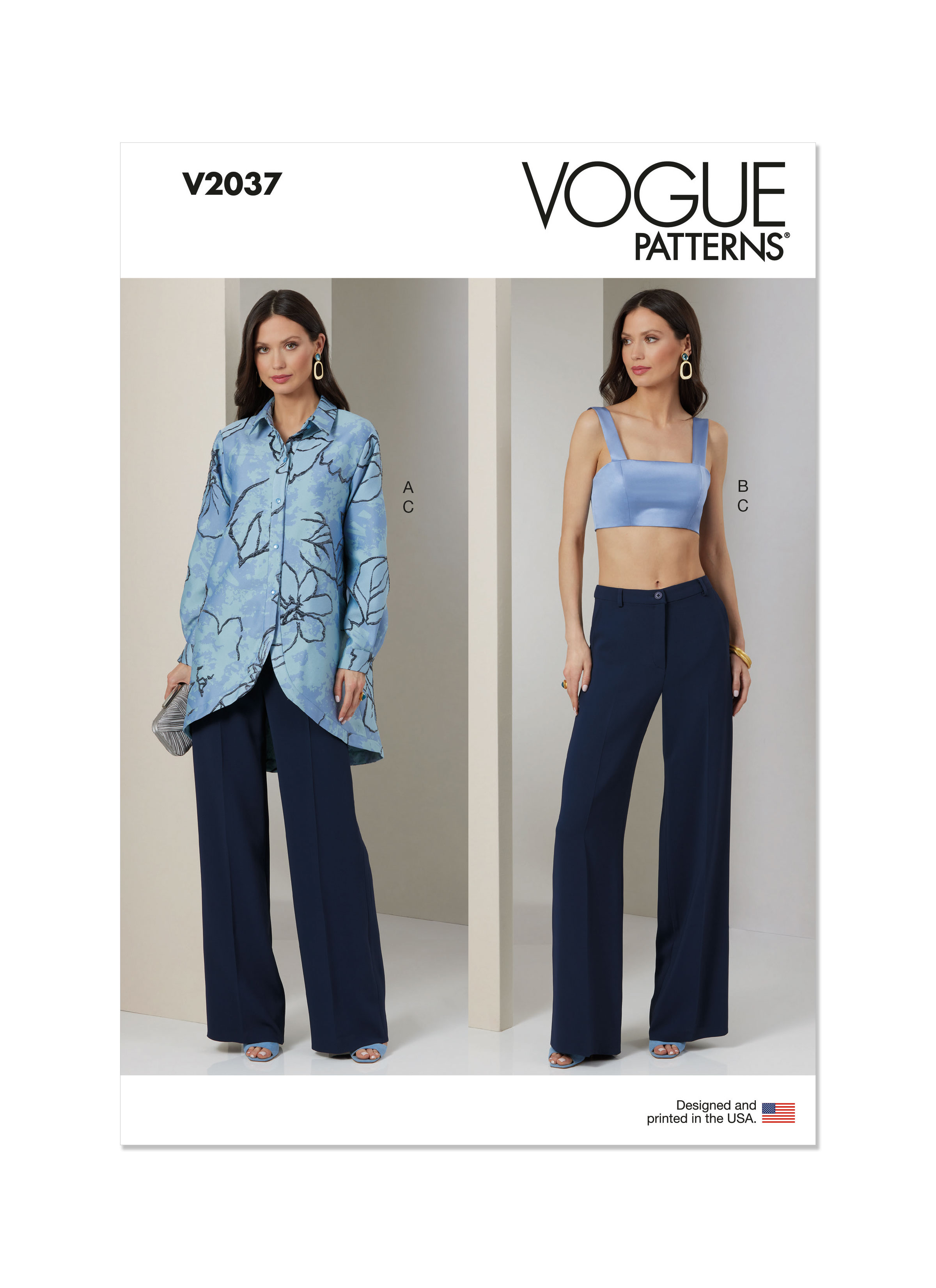 Vogue Patterns 2037 Misses' Shirt, Crop Top and Pants
