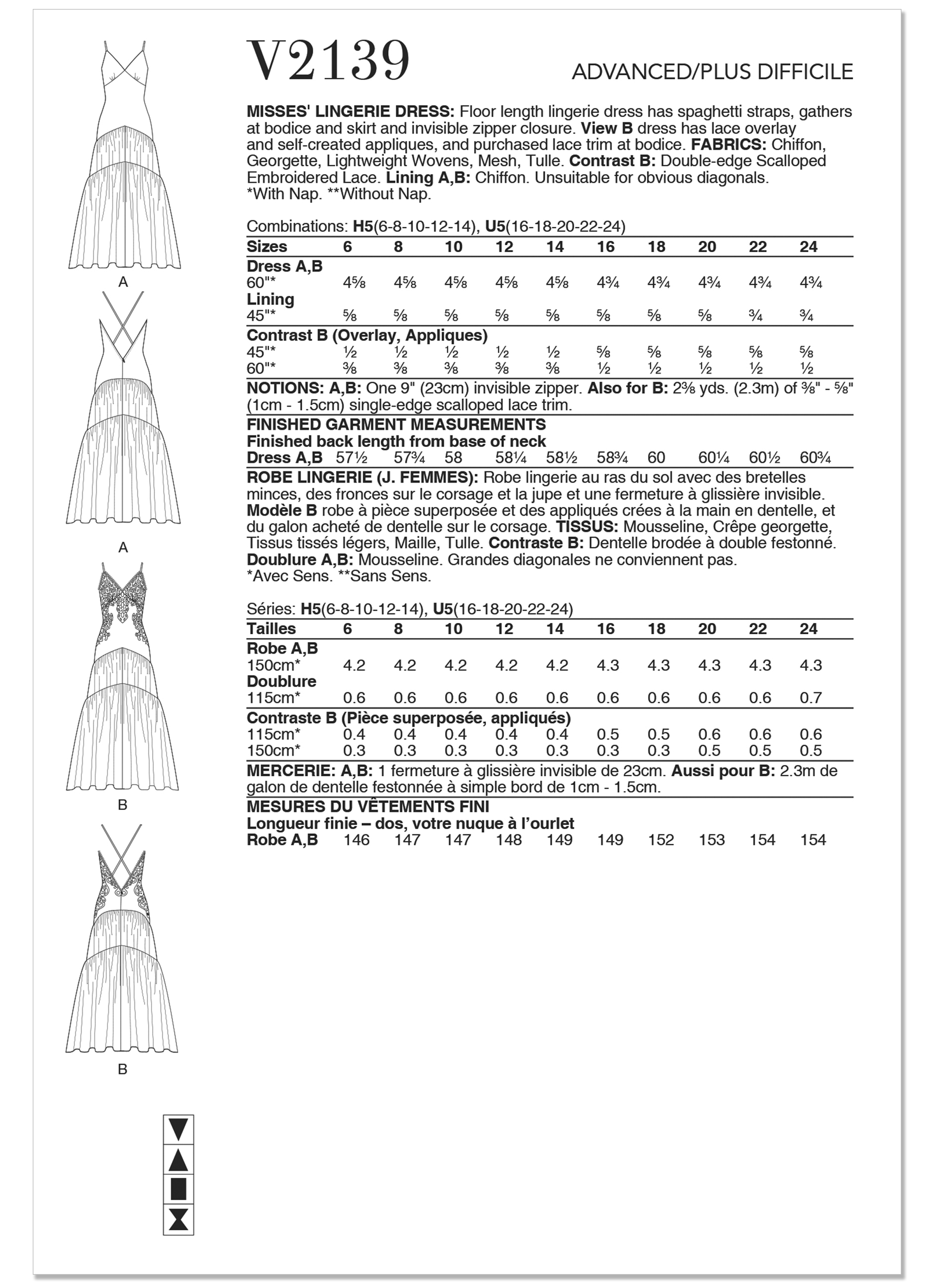 Vogue Patterns 2139 Misses' Lingerie Dress