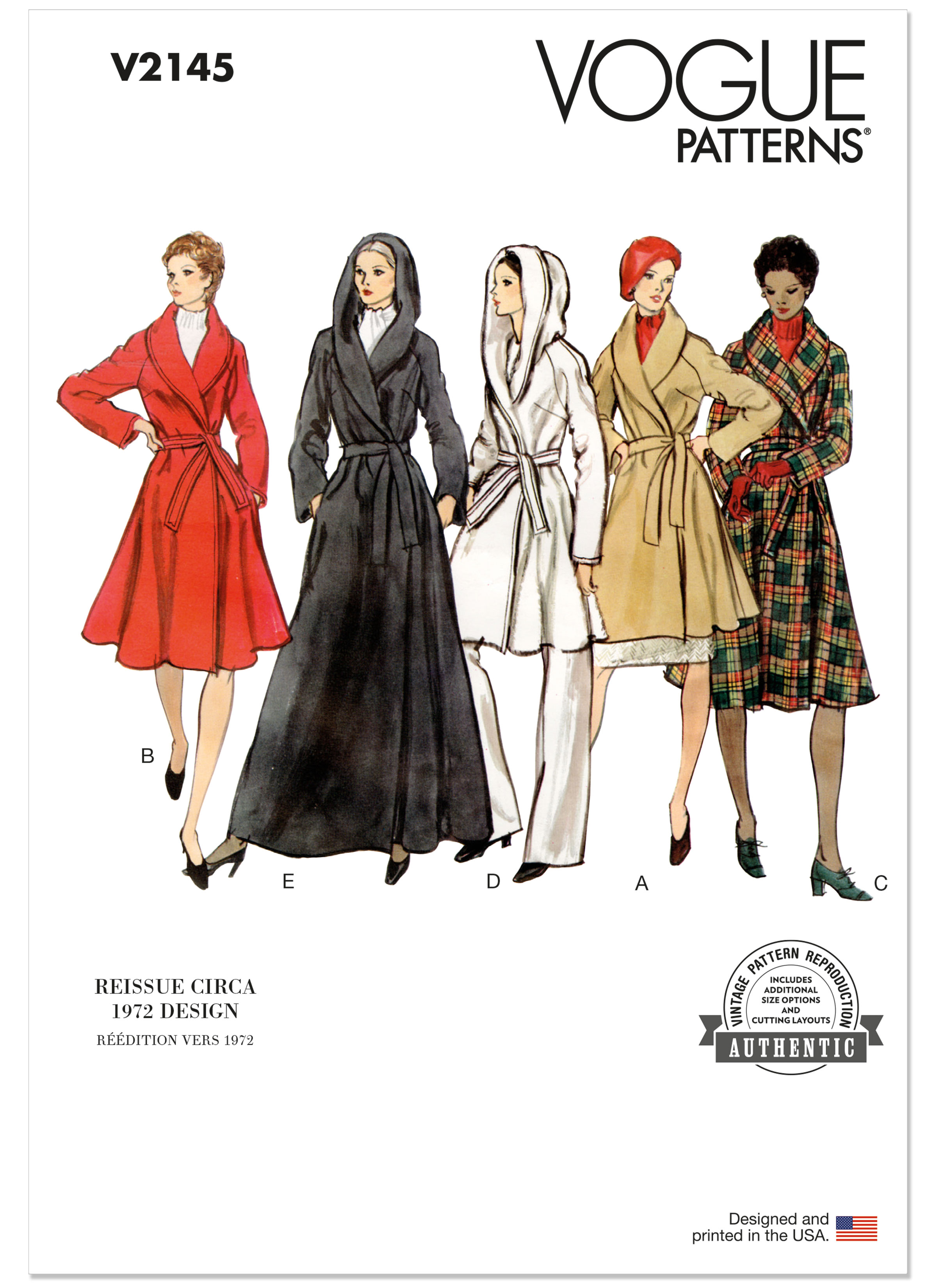 Vogue Patterns 2145 Misses' Vintage Lined Wrap Coat and Belt