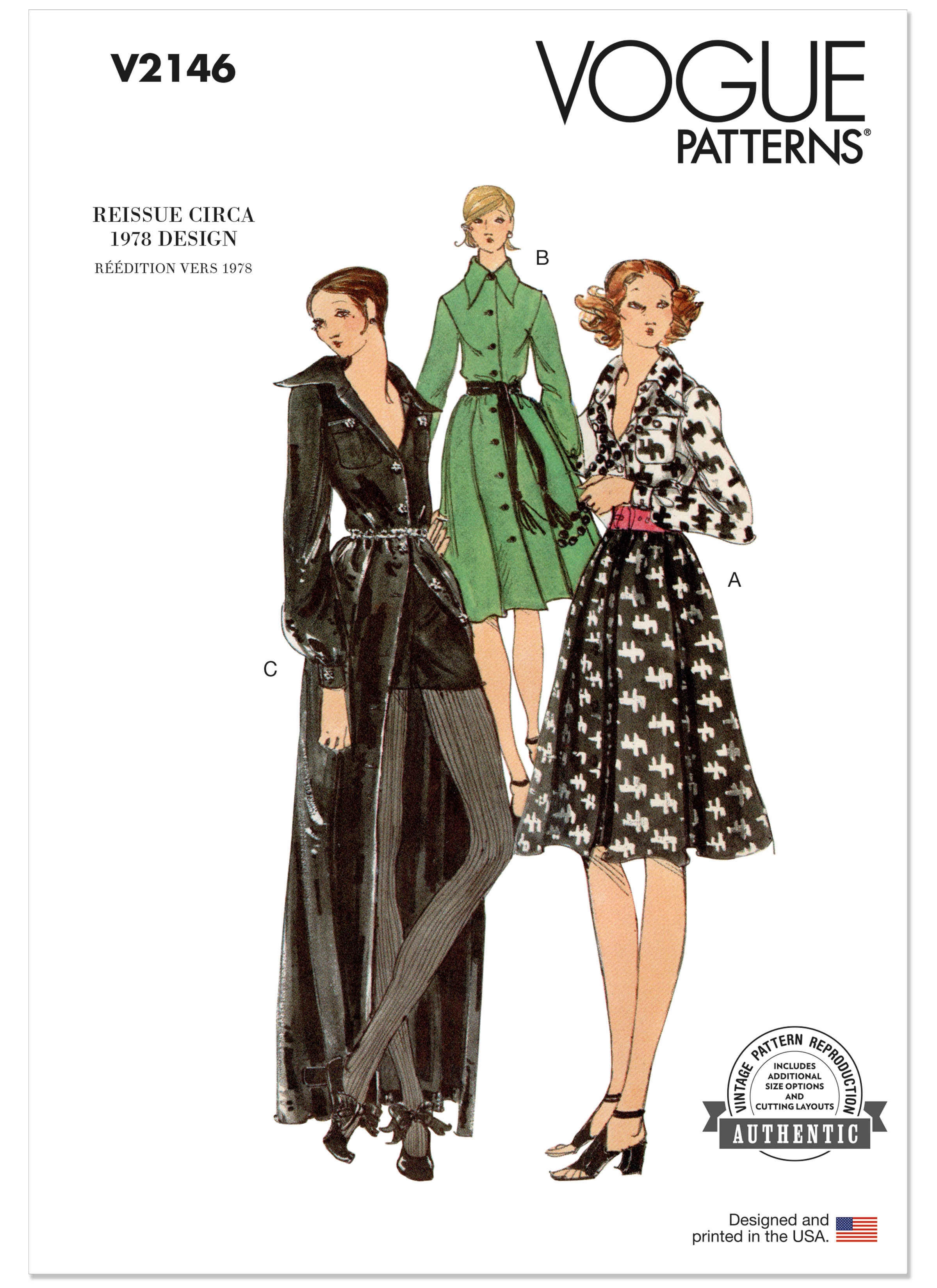 Vogue Patterns 2146 Misses' Vintage Dress in Two Lengths and Shorts
