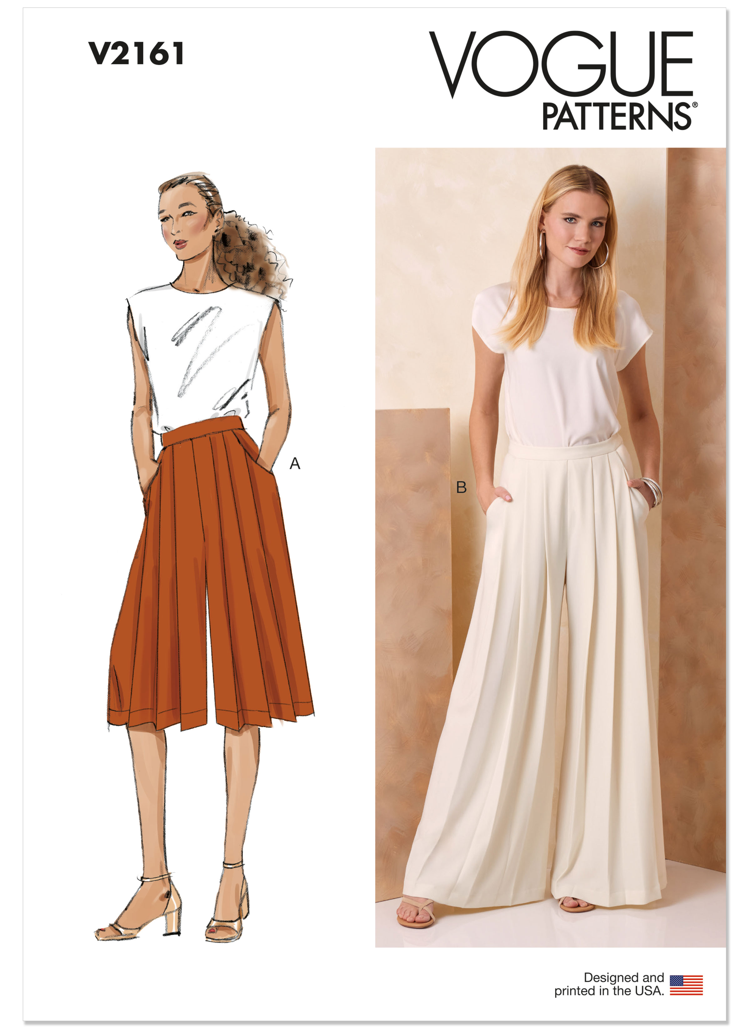 Vogue Patterns 2161 Misses' Pleated High Waist Pants in Two Lengths