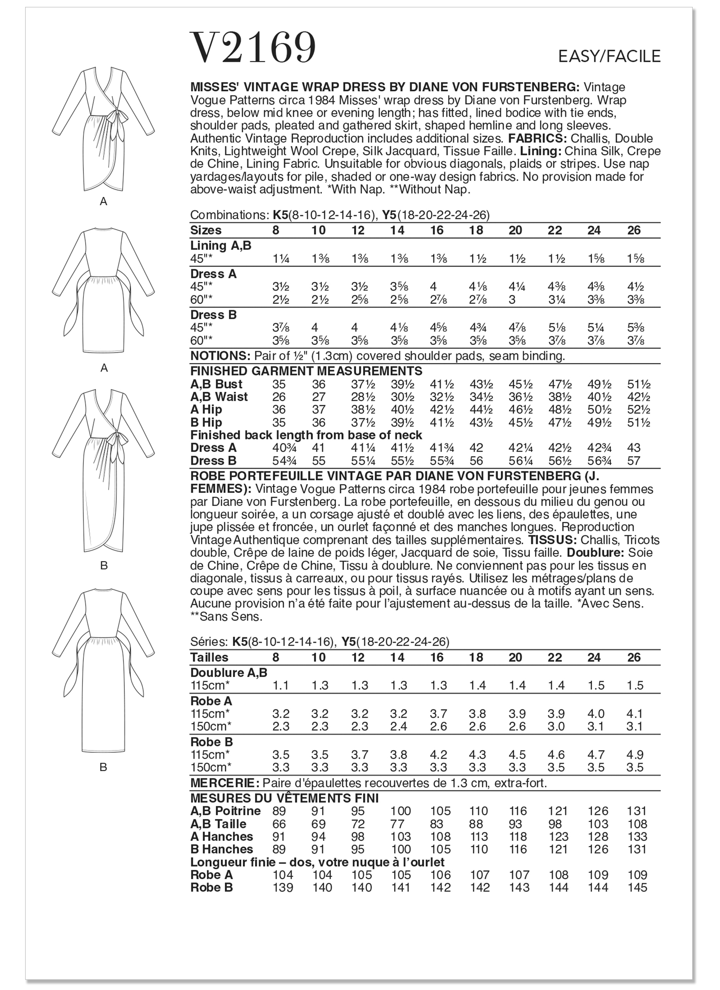 Vogue Patterns 2169 Misses' Vintage Wrap Dress by Diane von Furstenberg ...